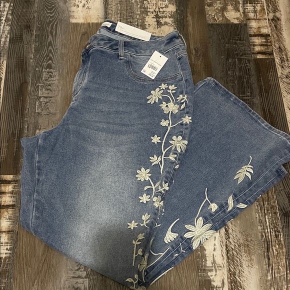 Cato | Jeans | Cato Blue Jeans With Floral Embroidery 2w | Poshmark